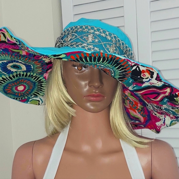 Accessories | Nwt Reversible Colorful Womens Wide Brim Hat | Poshmark